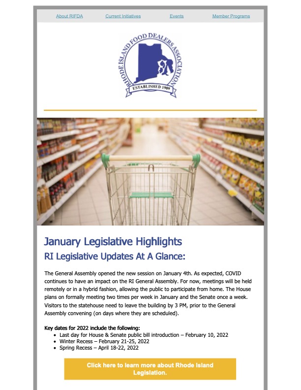Current Monthly Newsletter - Rhode Island Food Dealers Association
